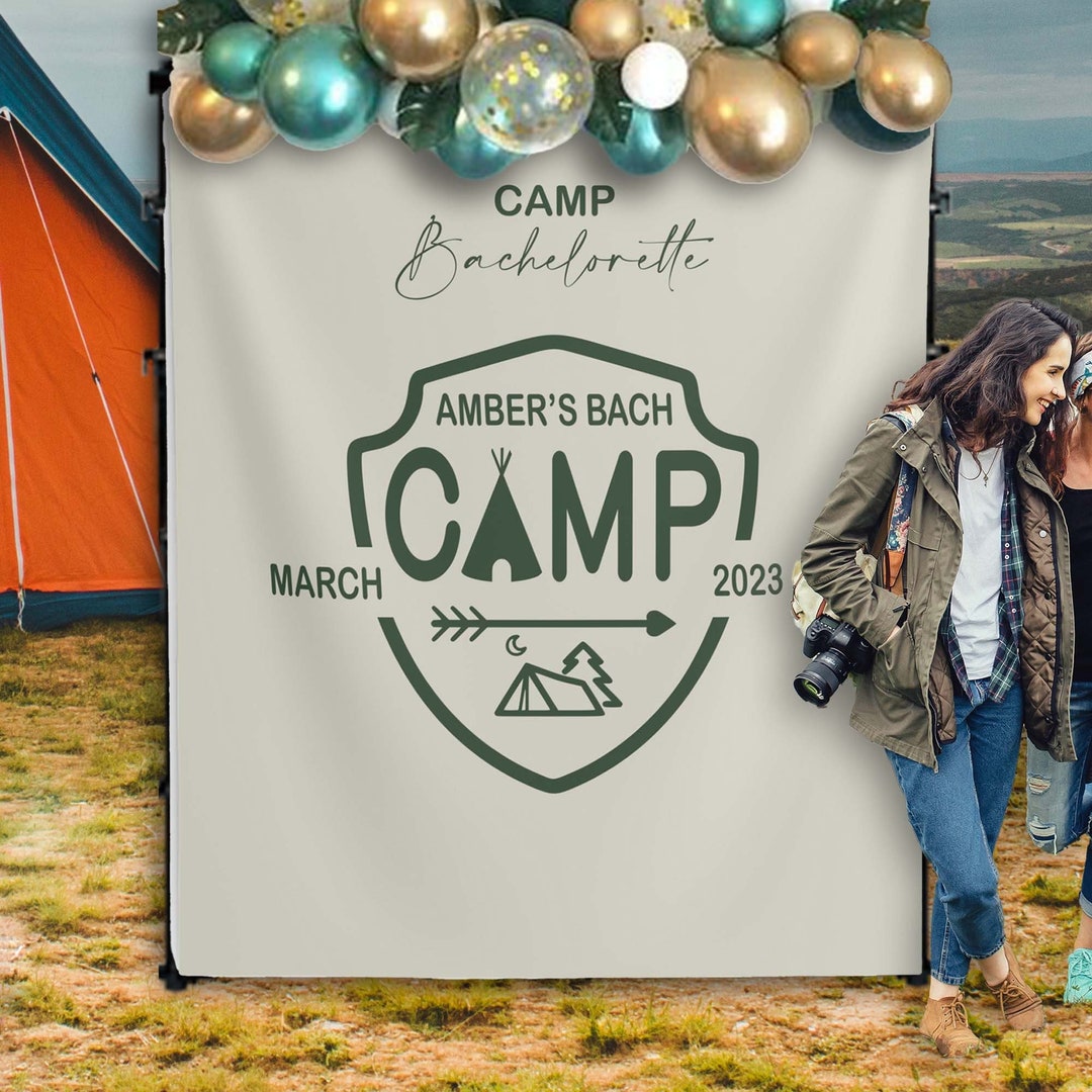 Bridal Shower Backdrop Camp Bachelorette Banner Mountain Lake Camping ...