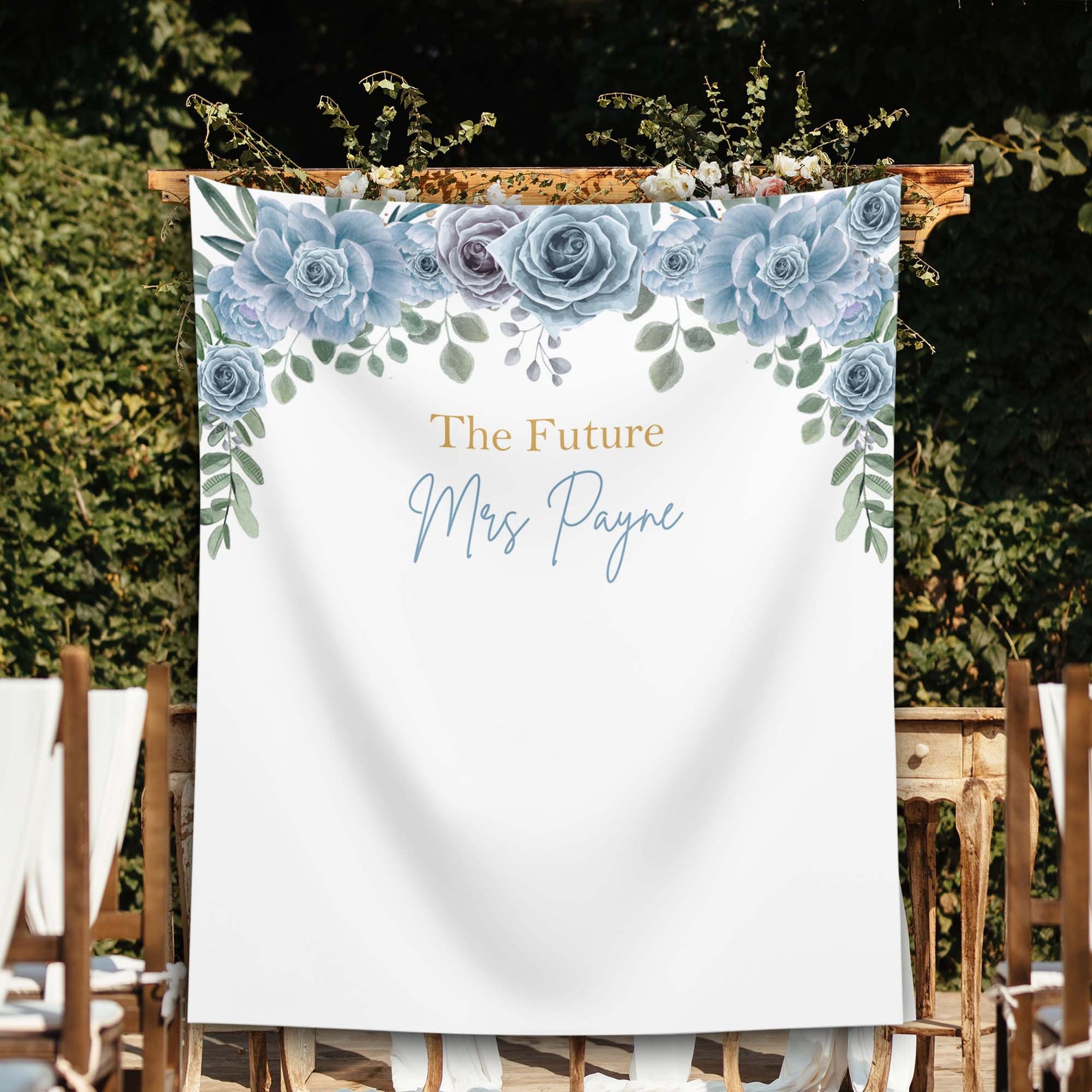 Future Mrs Backdrop, Powder Blue Bridal Shower Banner, Dusty Blue ...