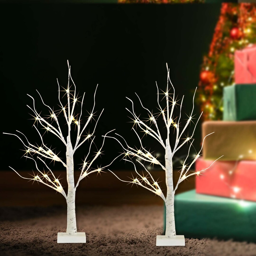 Christmas Decorations 2X Lighted Birch Tree Artificial Tree Room Decor ...
