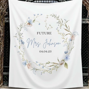 Blue Wildflower Future Mrs Backdrop Spring Flowers Wreath Bridal Shower ...