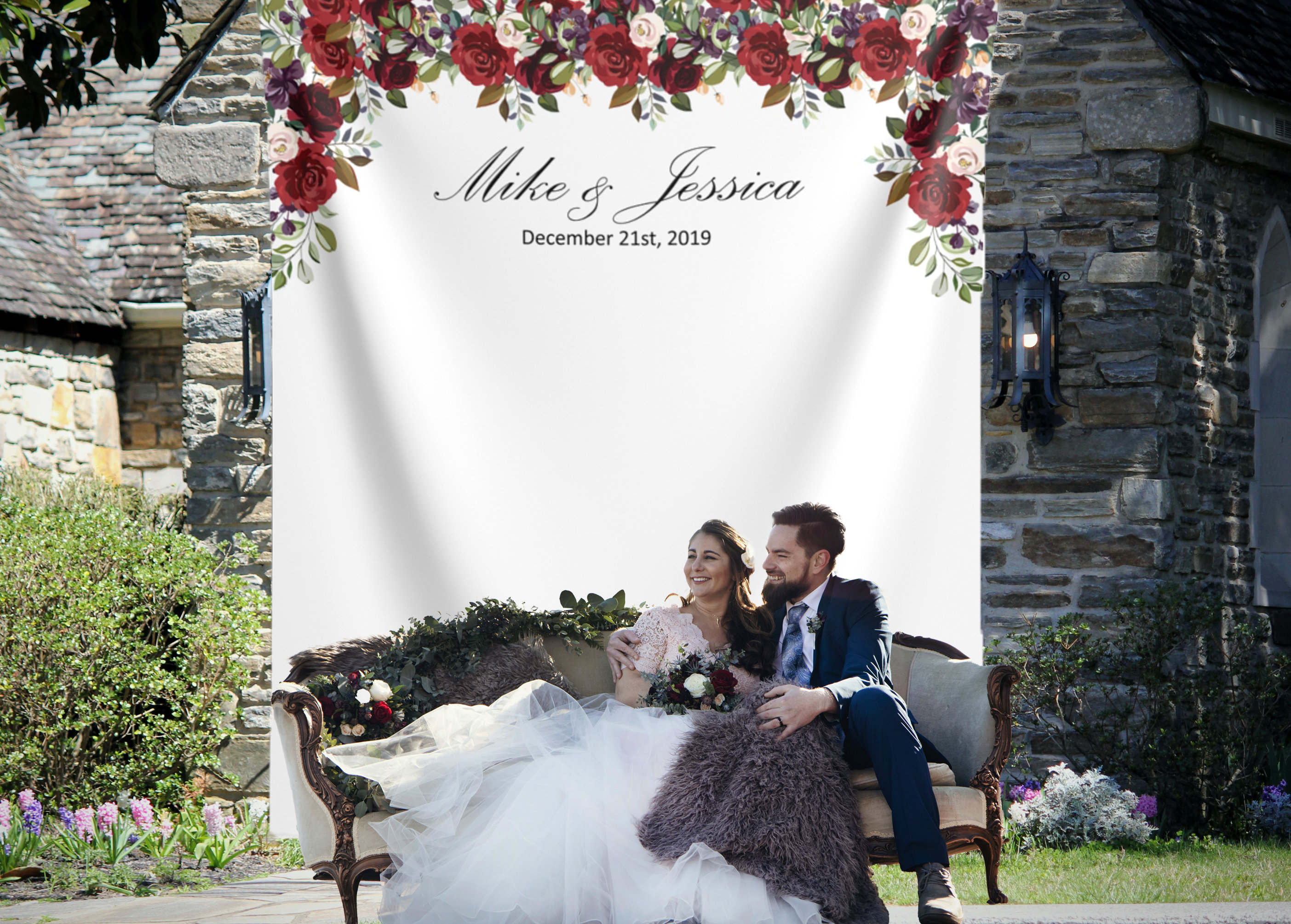 Red Roses Maroon Wedding Backdrop Floral Photo Booth - Etsy