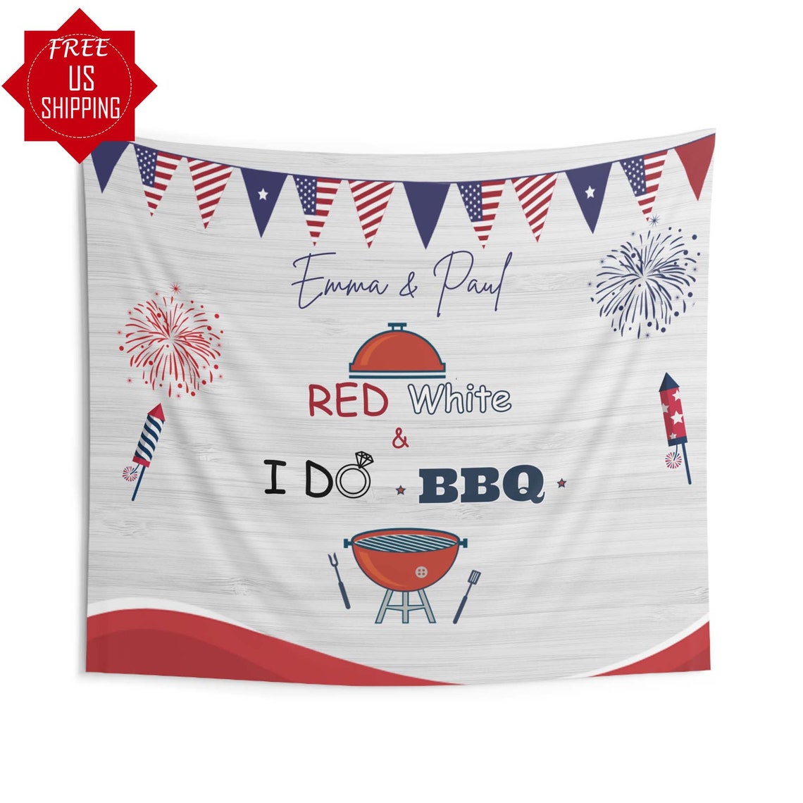 Memorial Day I Do BBQ Backdrop Engagement Party Banner Rehearsal Dinner ...