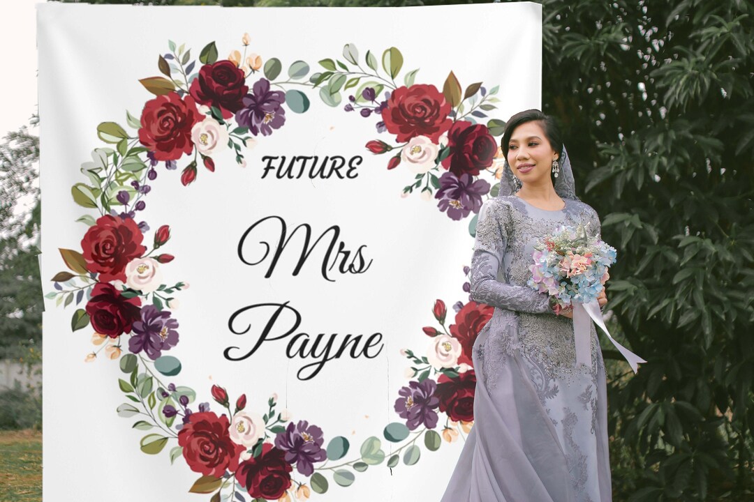 Red Roses Future Mrs Backdrop Floral Bridal Shower Banner Greenery ...