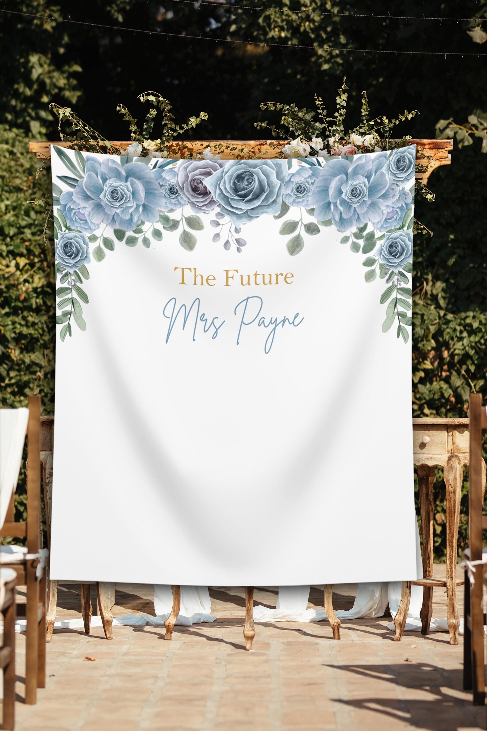 Future Mrs Backdrop, Powder Blue Bridal Shower Banner, Dusty Blue ...