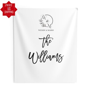 Wedding Logo Banner Boho Last Name Wedding Photo Backdrop Engagement ...