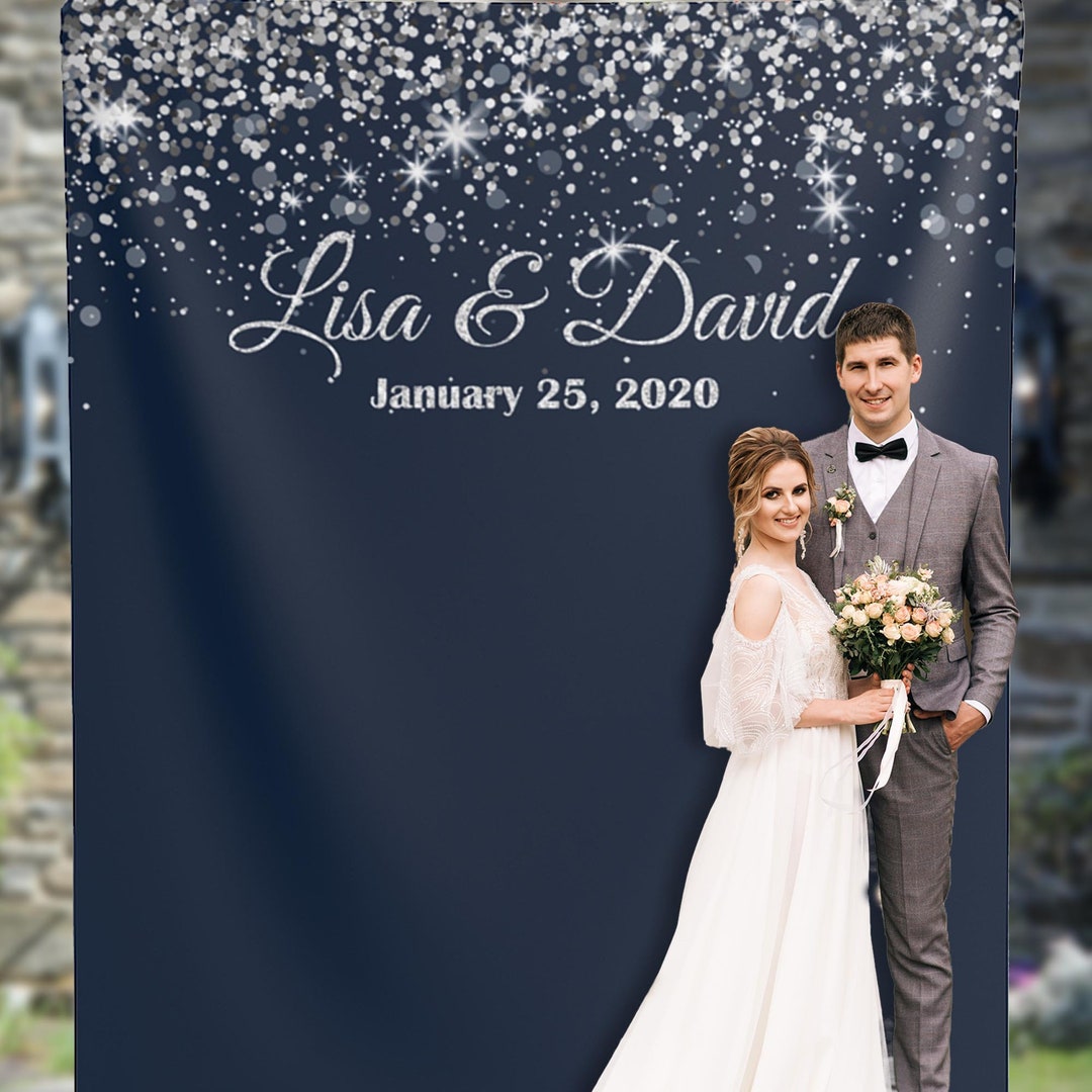 Silver Navy Wedding Backdrop Navy Wedding Decor Sparkle Wedding Photo ...