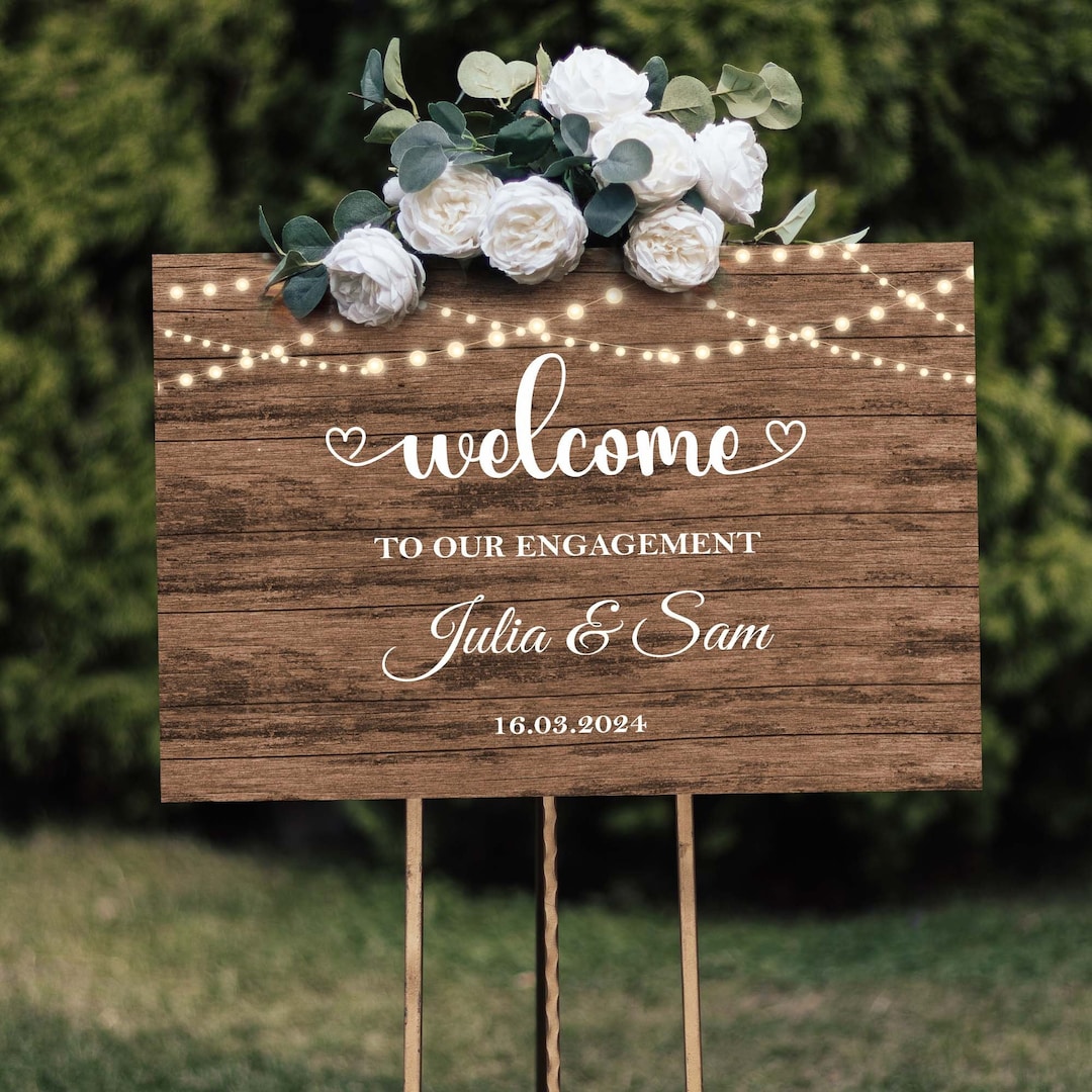 Engagement Sign Rustic Wood Welcome Foam Board Wedding Signage Decor ...