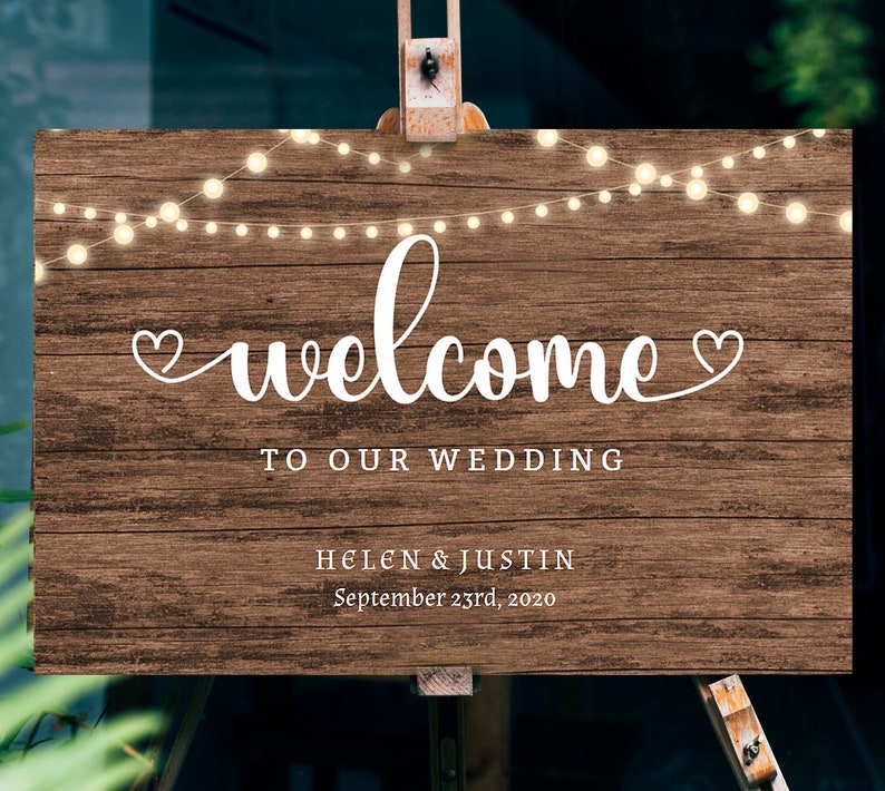 Engagement Sign Rustic Wood Welcome Foam Board Wedding Signage Decor ...