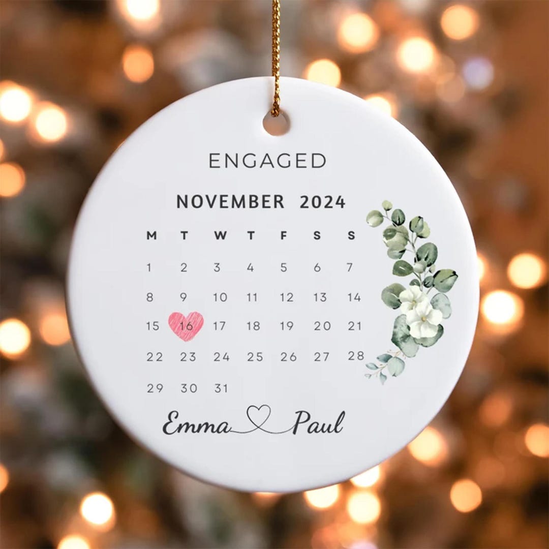 Personalized Engaged Calendar Ornament Engagement Gift Couples Ornament ...