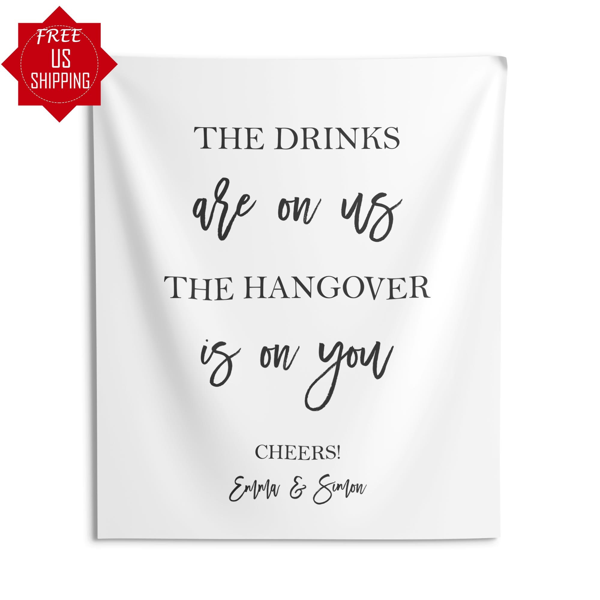 Wedding Bar Backdrop Table Sign the Drinks Are on Us the - Etsy
