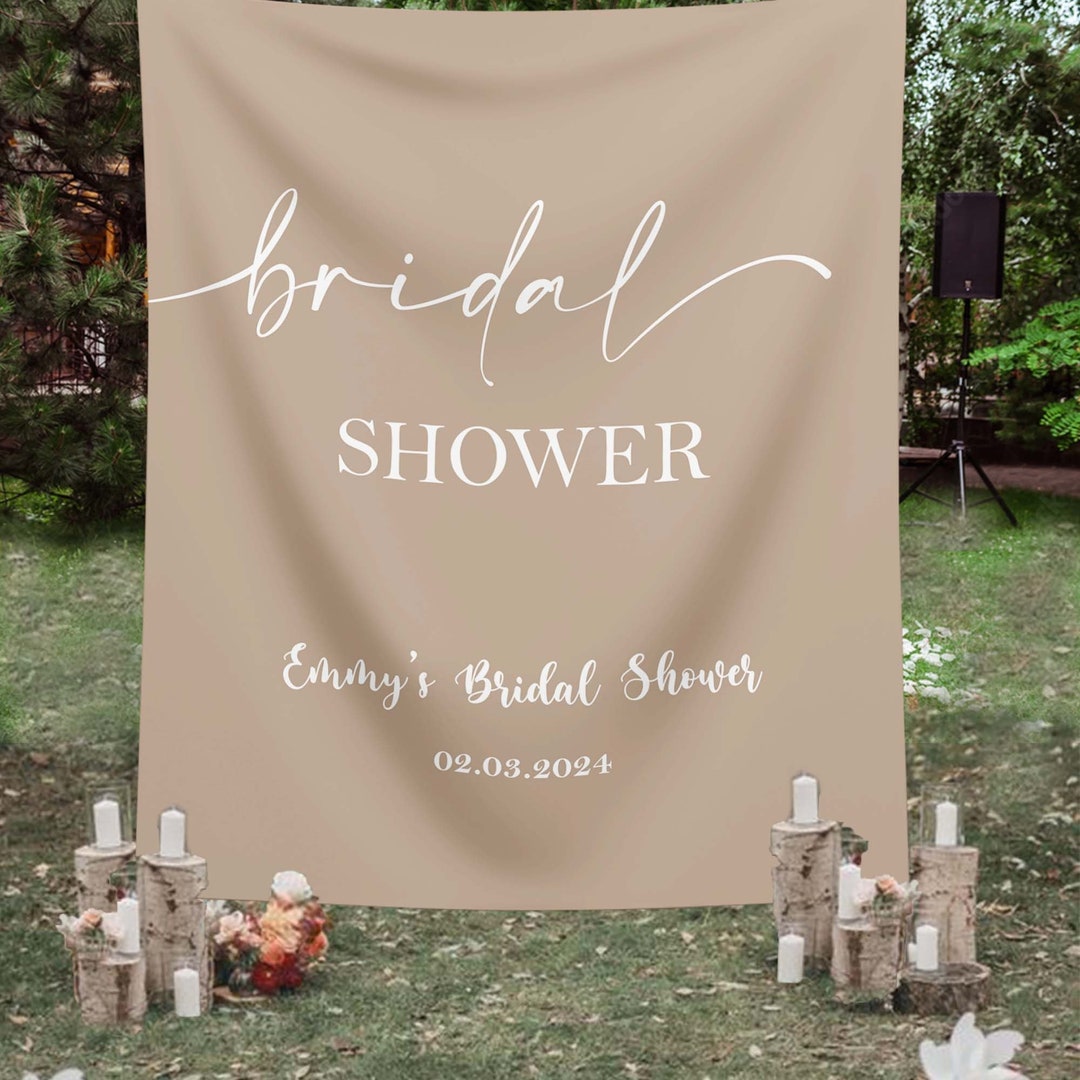 Minimal Boho Bridal Shower Backdrop Neutrals Bridal Shower Banner ...