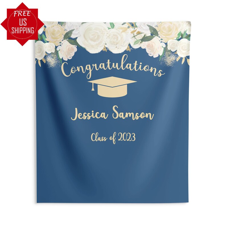 Floral Graduation Backdrop Personalized Graduation Decoration - Etsy