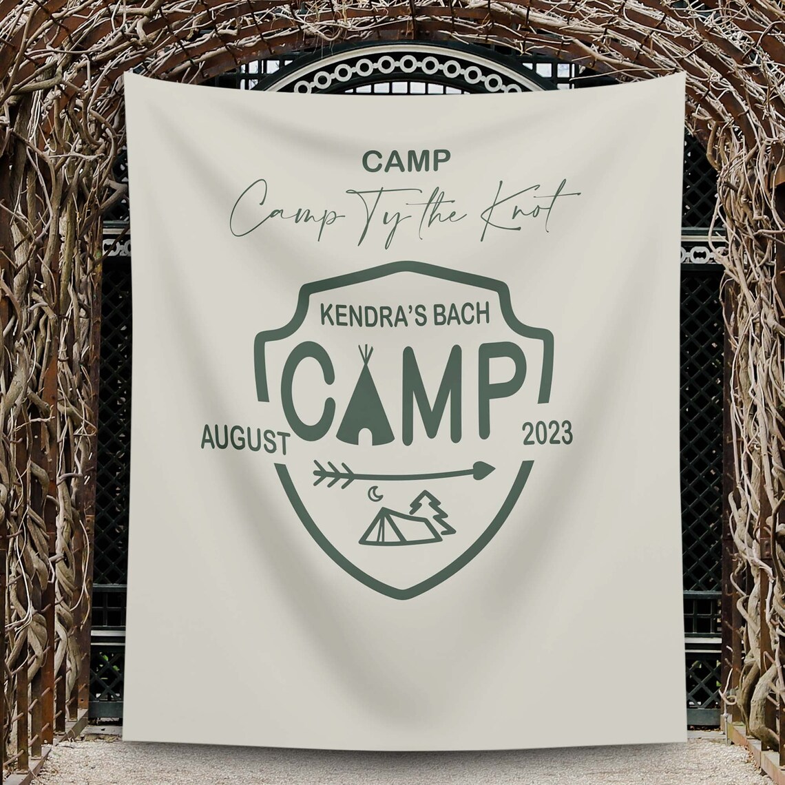 Ty the Knot Bachelorette Party Backdrop Camp Ty the Knot Banner Bach ...