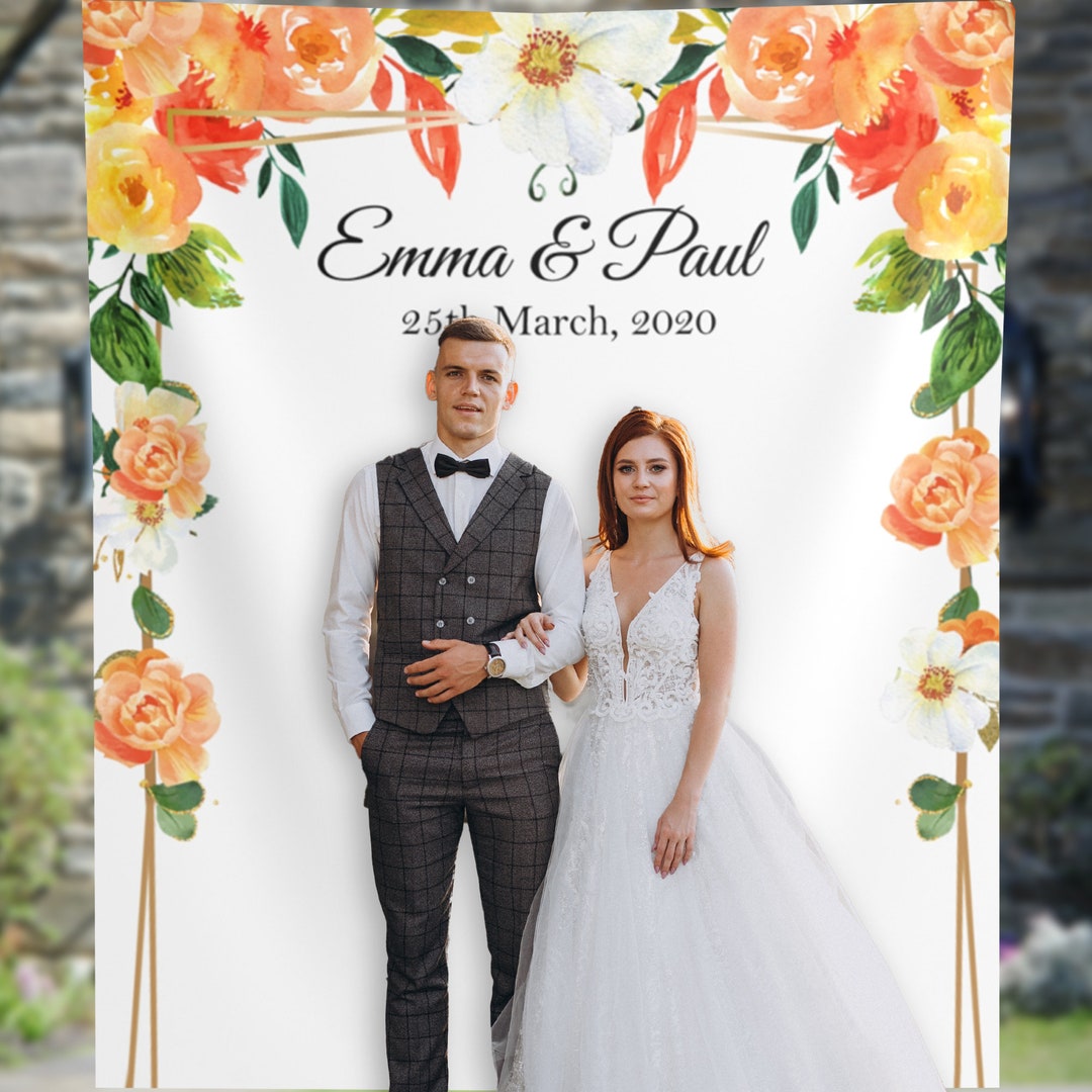Yellow and Orange Floral Wedding Backdrop, Wedding Backdrop for ...