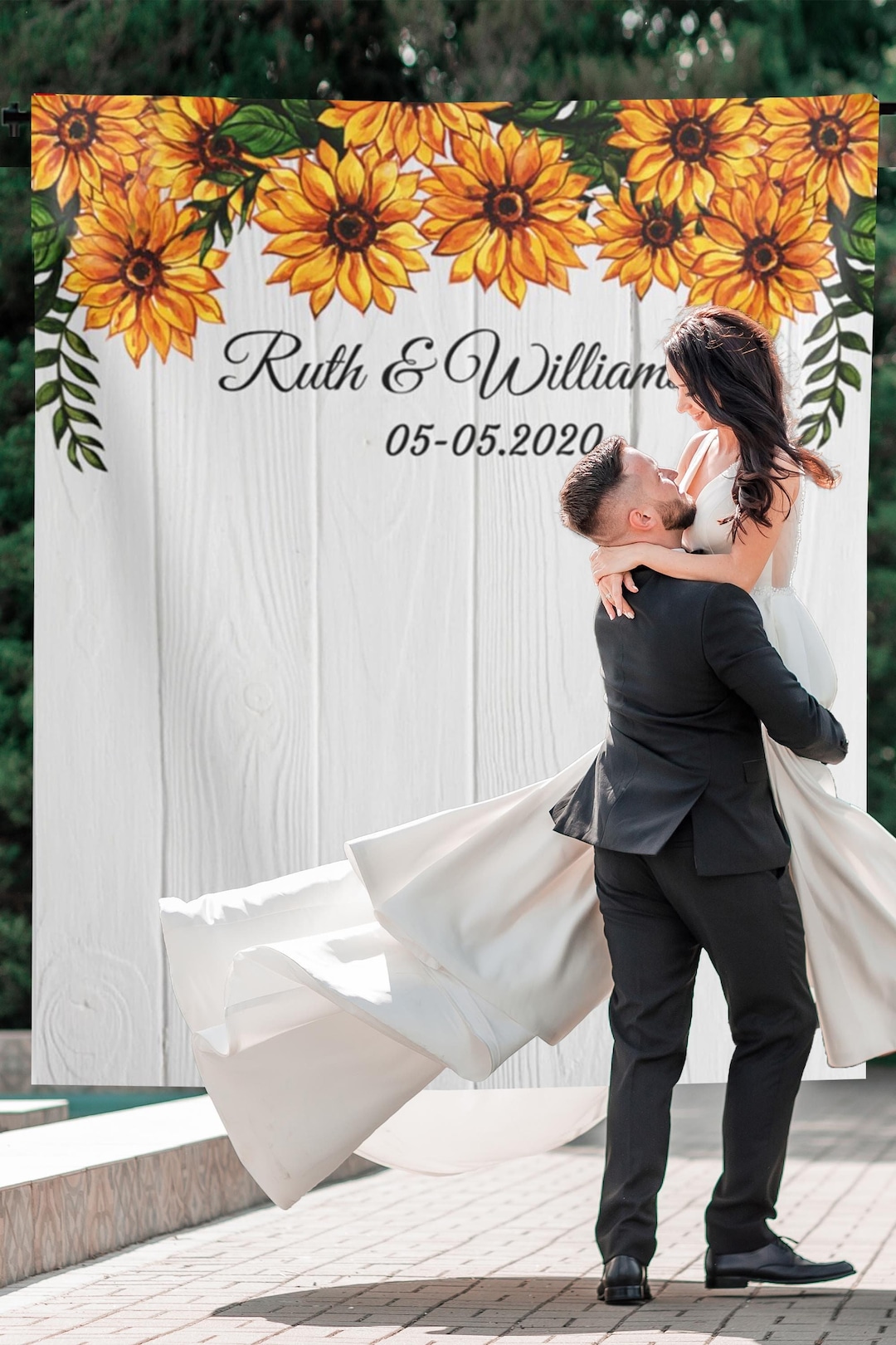 Rustic Sunflower Wedding Photo Backdrop Wedding Decor Fall Wedding ...