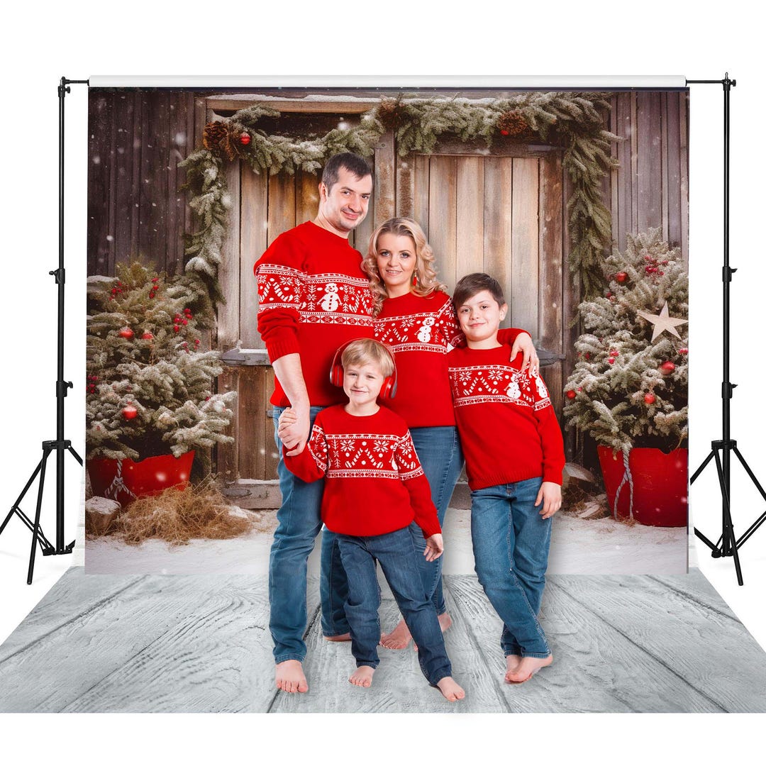 Rustic Christmas Backdrop Family Photo Xmas Background Festive Home ...