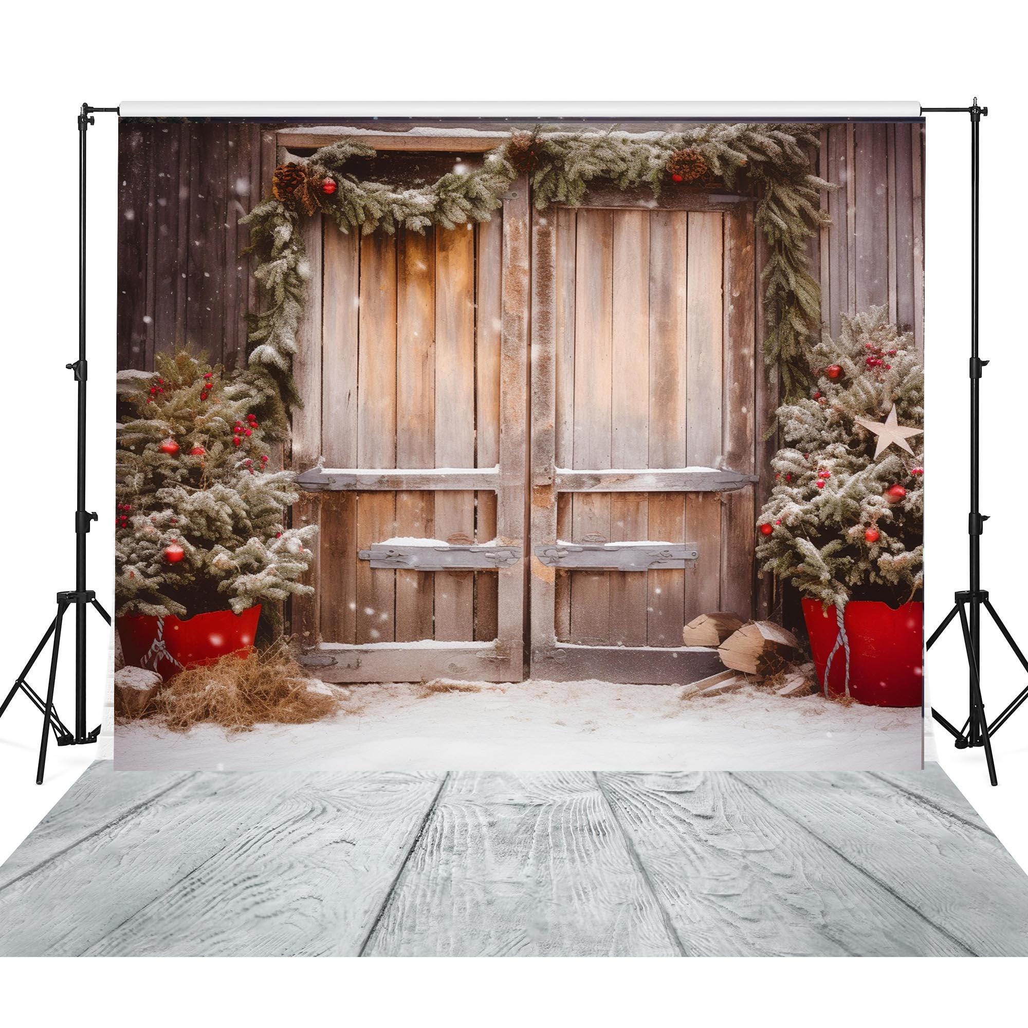 Rustic Christmas Backdrop Family Photo Xmas Background Festive Home ...