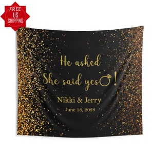 She Said Yes Engagement Banner Marry Me Backdrop Engagement Signs He ...