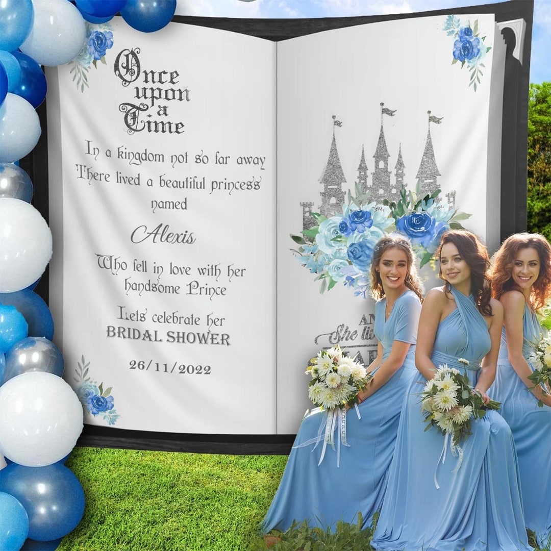 Blue Floral Princess Backdrop Fairytale Bridal Shower Banner ...