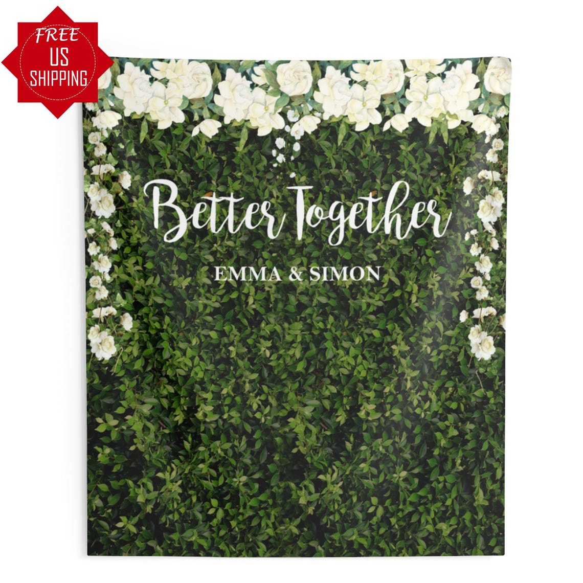 Better Together Wedding Banner Personalized Grass Wall Backdrop ...