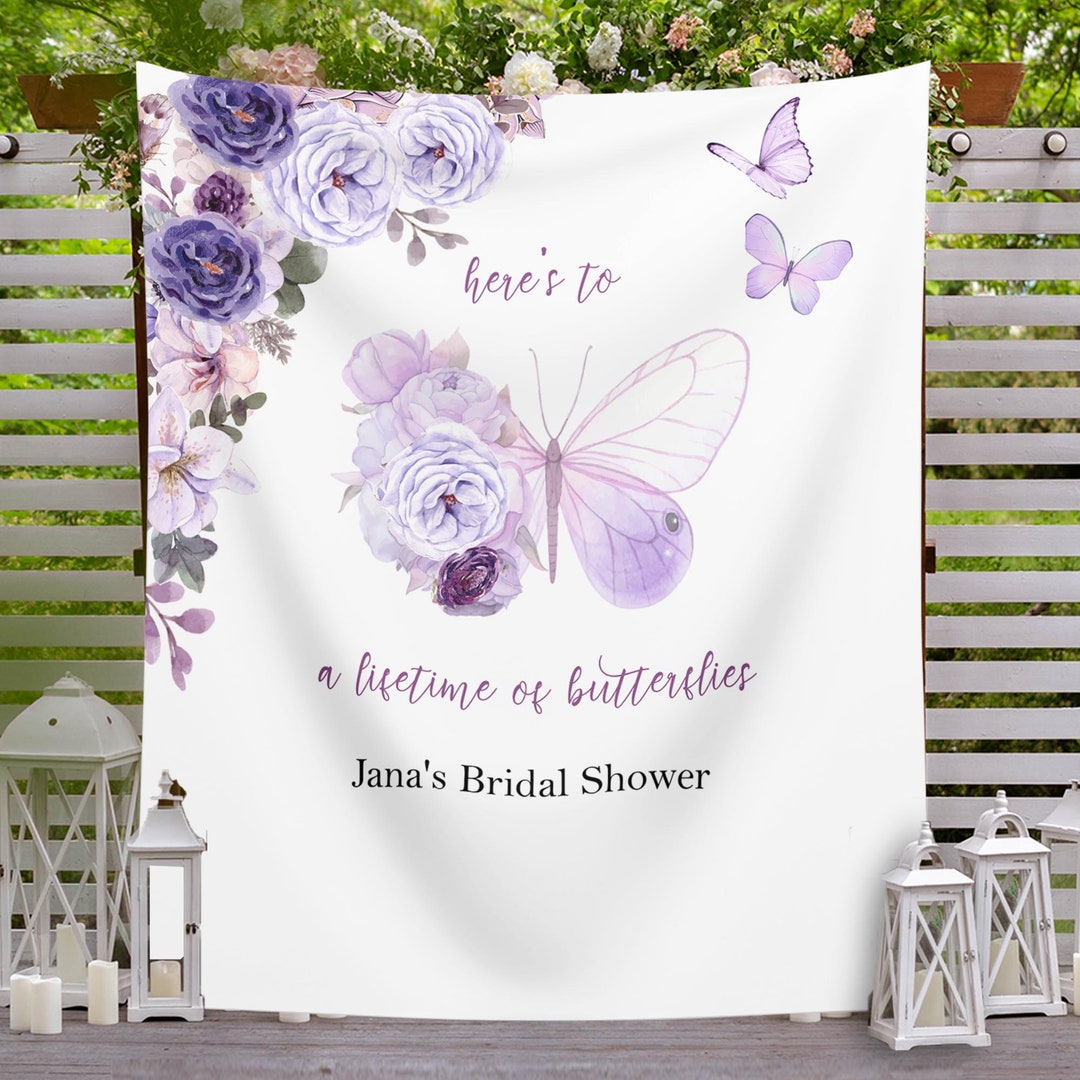 Future Mrs Backdrop Lavender Butterfly Bridal Shower Decor Floral ...