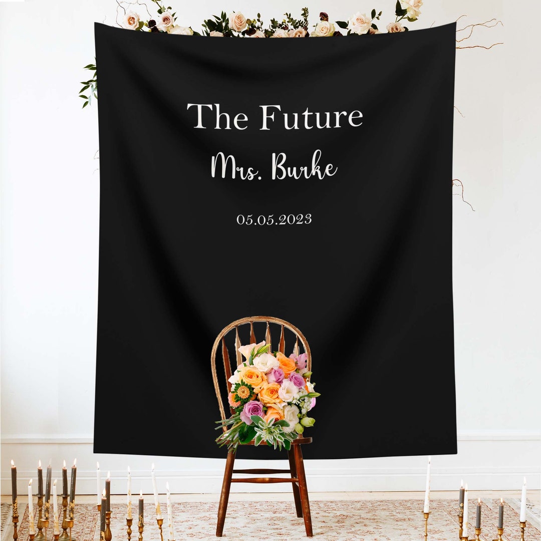 Black Bridal Shower Backdrop Future Mrs Decoration Ideas Bachelorette ...