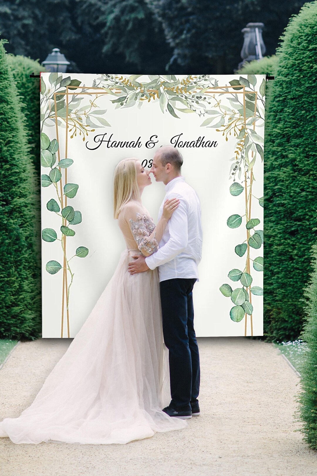 Custom Greenery Wedding Reception Backdrop Botanical Wedding Photo ...