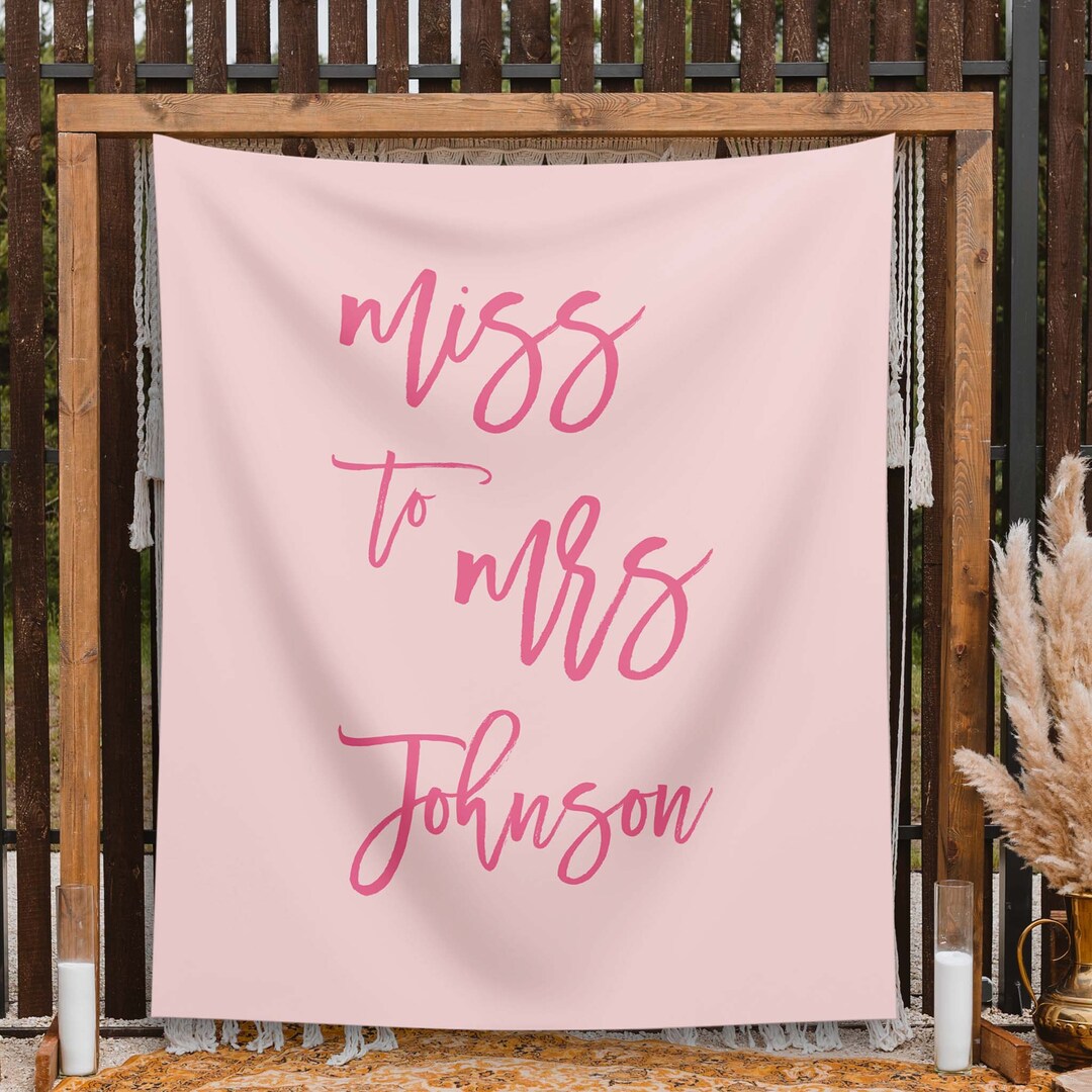 Hot Pink Miss to Mrs Backdrop Blush Bridal Shower Decor Boho Future Mrs ...
