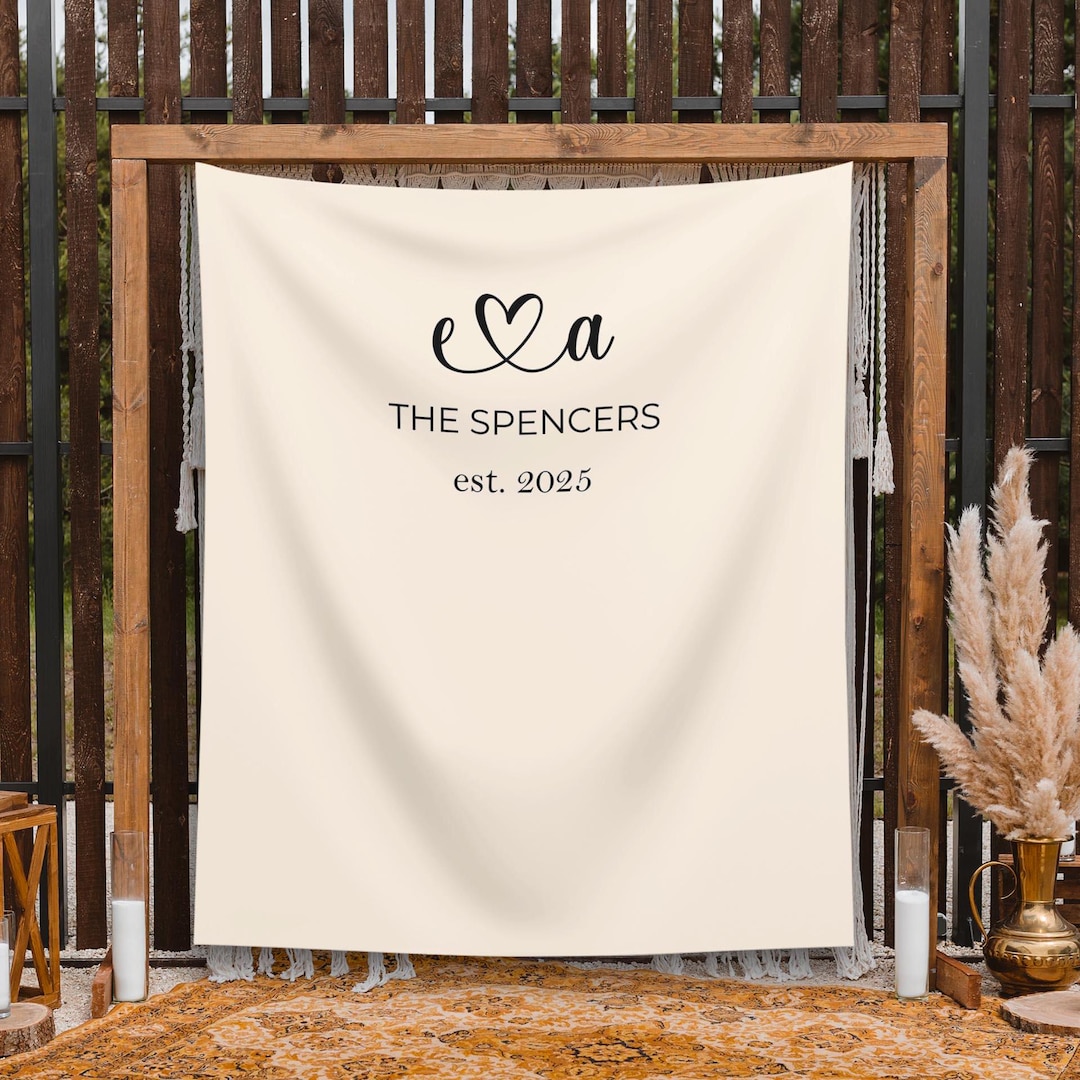 Custom Wedding Reception Backdrop, Personalized Last Name Initial Sign ...