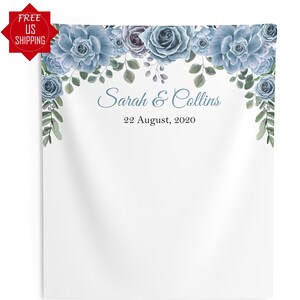 Powder Blue Floral Wedding Backdrop for Reception Wedding Photo ...