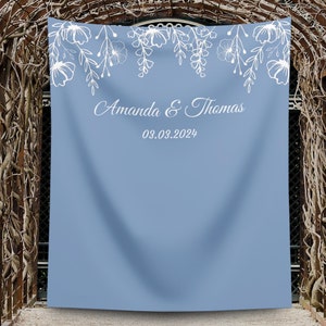 Periwinkle Wedding Backdrop for Reception Blue Floral Wedding Banner ...