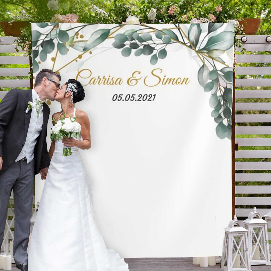 Wedding Backdrop Banner, Green Leaves Wedding Backdrop for Reception ...