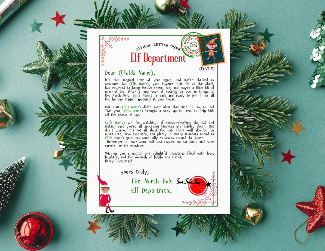Editable Elf Shelf Return Letter Printable Elf Letter for Kids Im Back ...