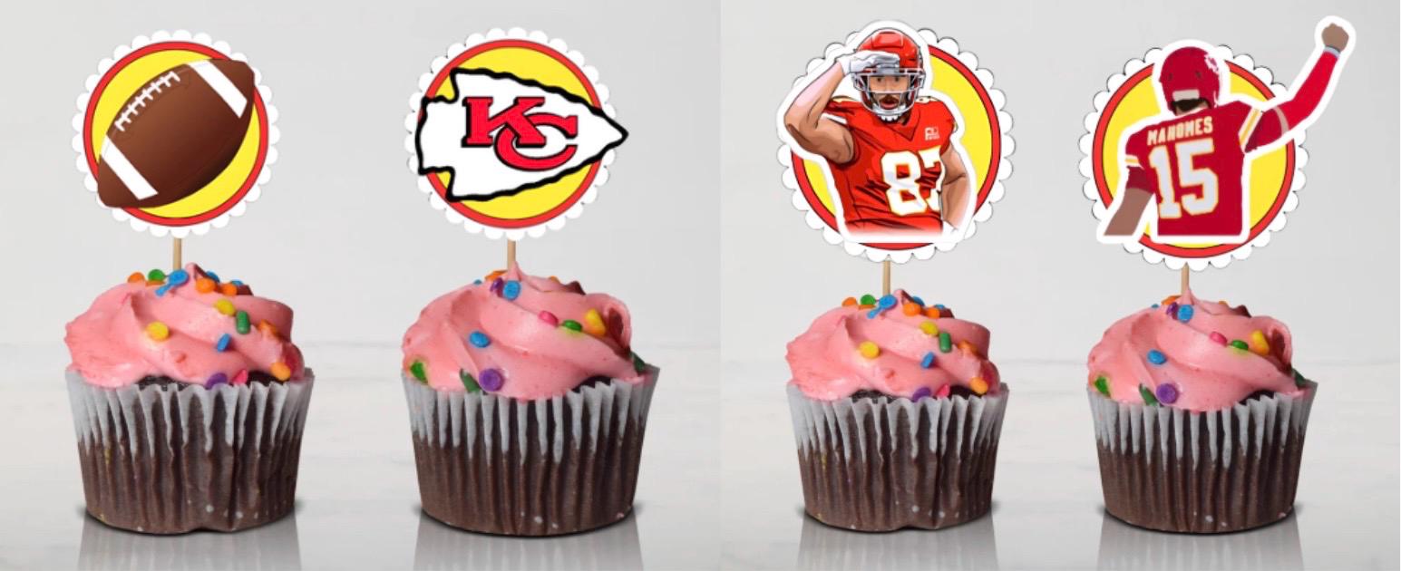 3D Kansas City Chiefs Cupcake Toppers, Chiefs Party Decorations ...