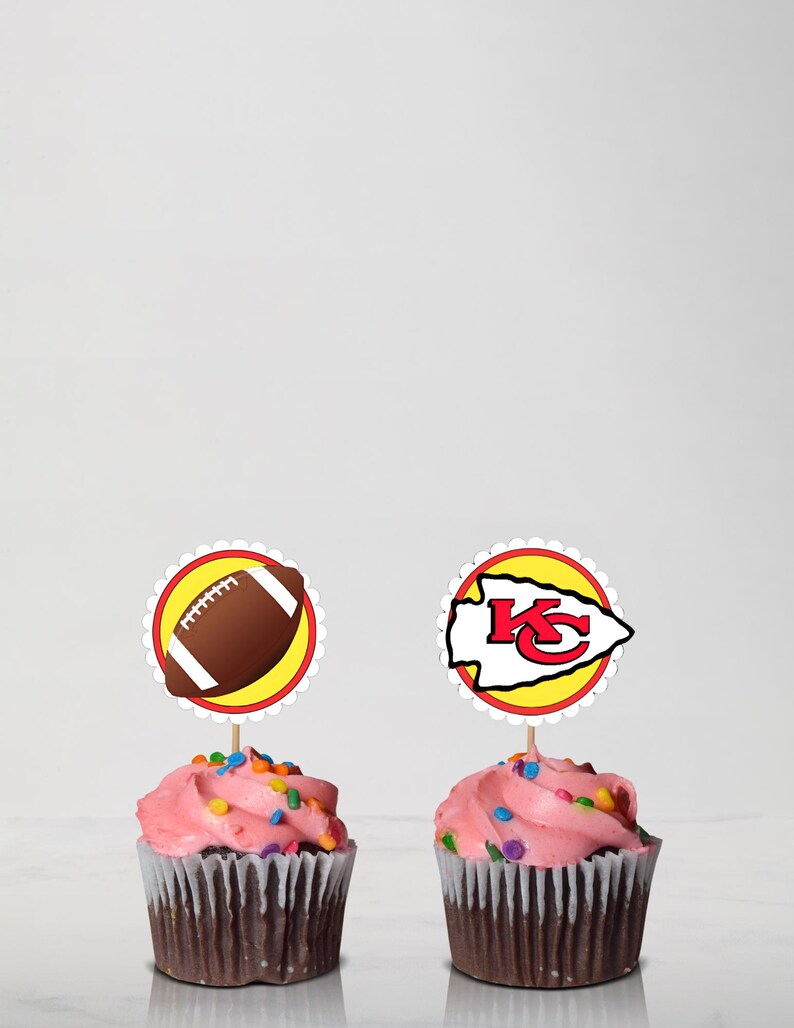 3D Kansas City Chiefs Cupcake Toppers, Chiefs Party Decorations ...