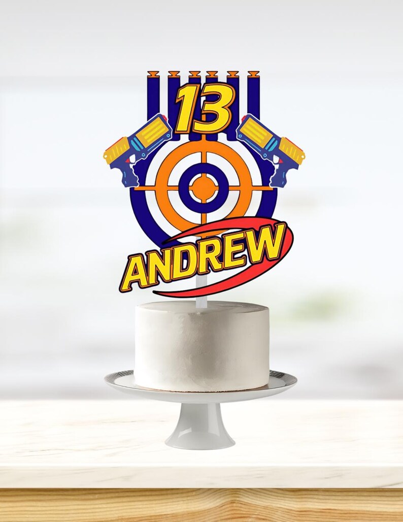 Custom Dart Wars Cake Topper | NERF Inspired Cake Topper | Dart Theme ...
