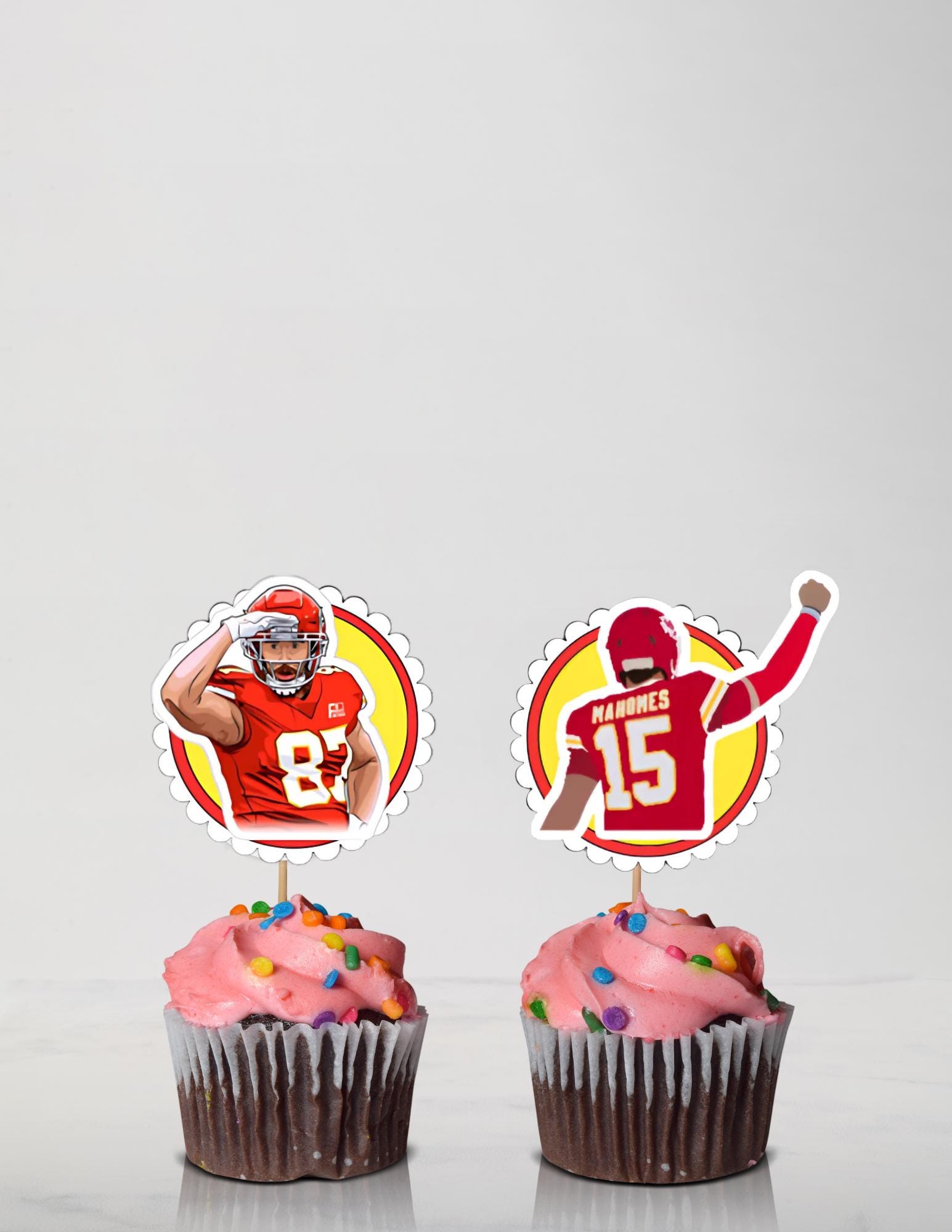 3D Kansas City Chiefs Cupcake Toppers, Chiefs Party Decorations ...