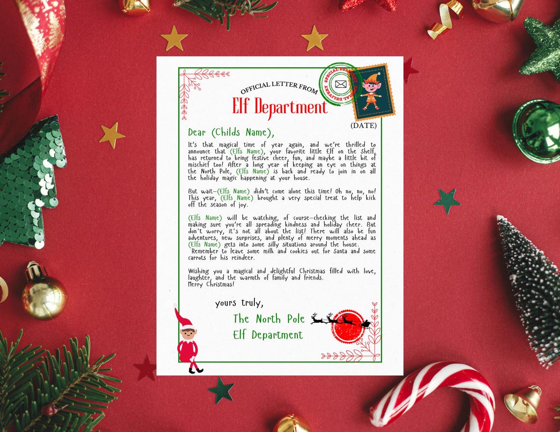 Editable Elf Shelf Return Letter Printable Elf Letter for Kids Im Back ...
