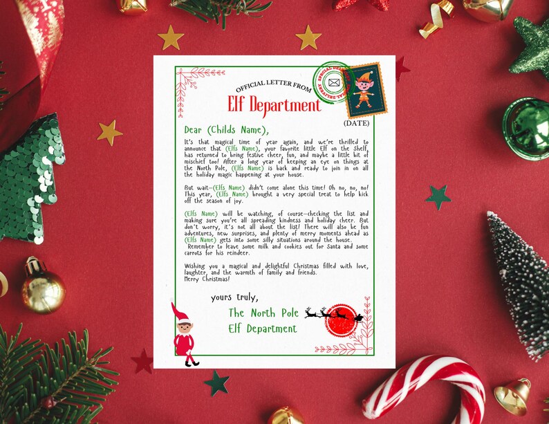Editable Elf Shelf Return Letter Printable Elf Letter for Kids Im Back ...