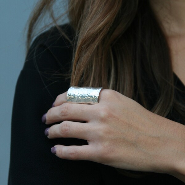 Long Silver Ring - Etsy