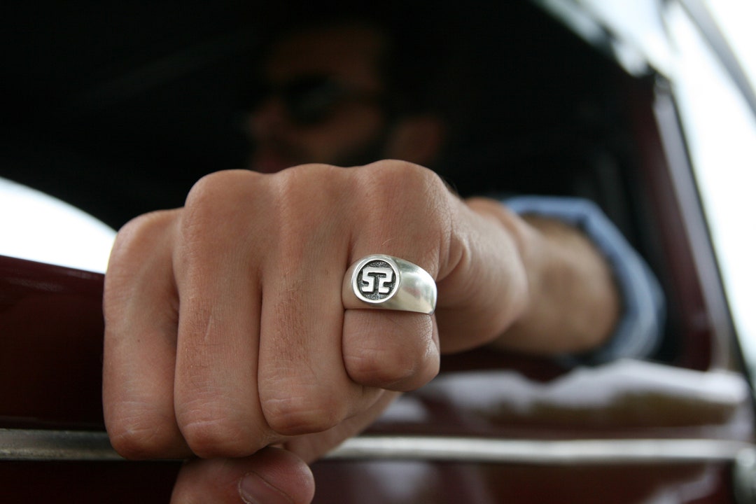 Omega Men's Ring, 925 Sterling Silver Chevalier Ring, Signet Ring, Gift ...