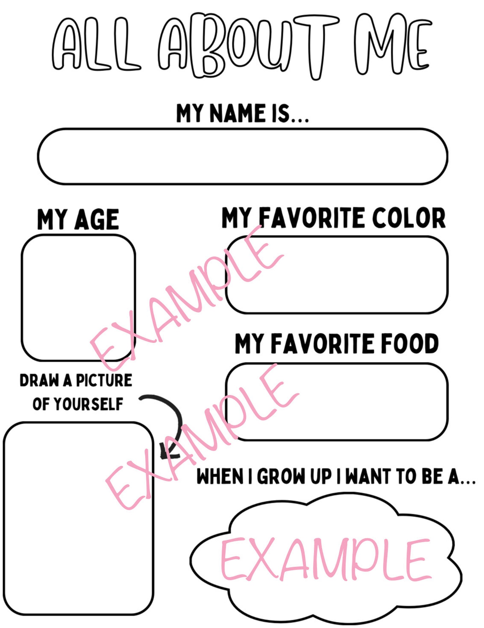All About Me Worksheet - Etsy