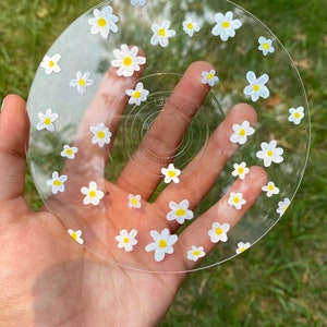 Clear Cd Wall Art Hanging White Daisies Handmade Aesthetic Room Decor ...