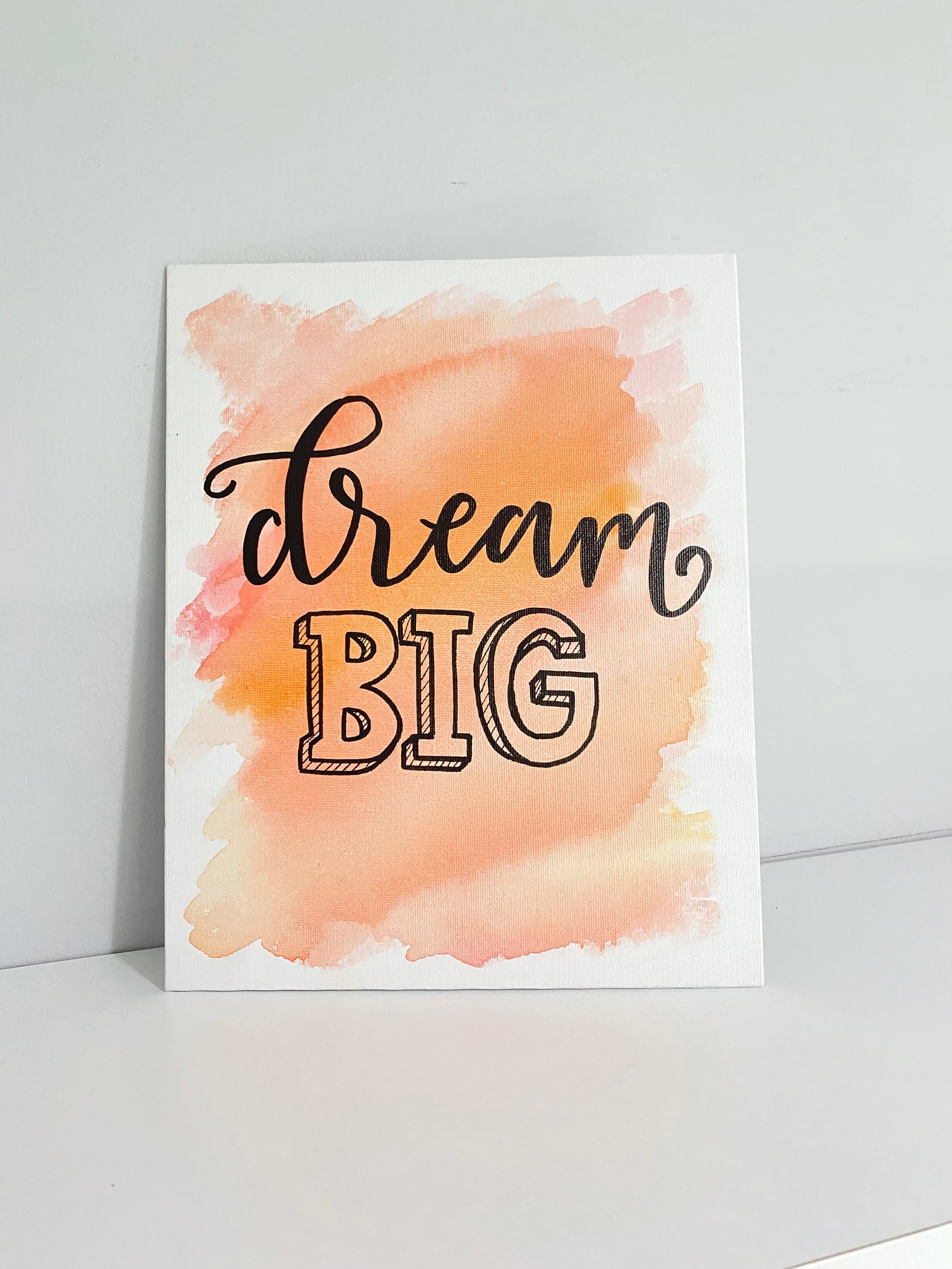 Hand Lettered Calligraphy Quote dream Big Handmade Canvas - Etsy UK