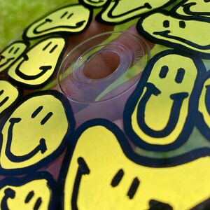 Hand Painted Smiley Face CD Wall Art - Indie Aesthetic Room Decor - Etsy