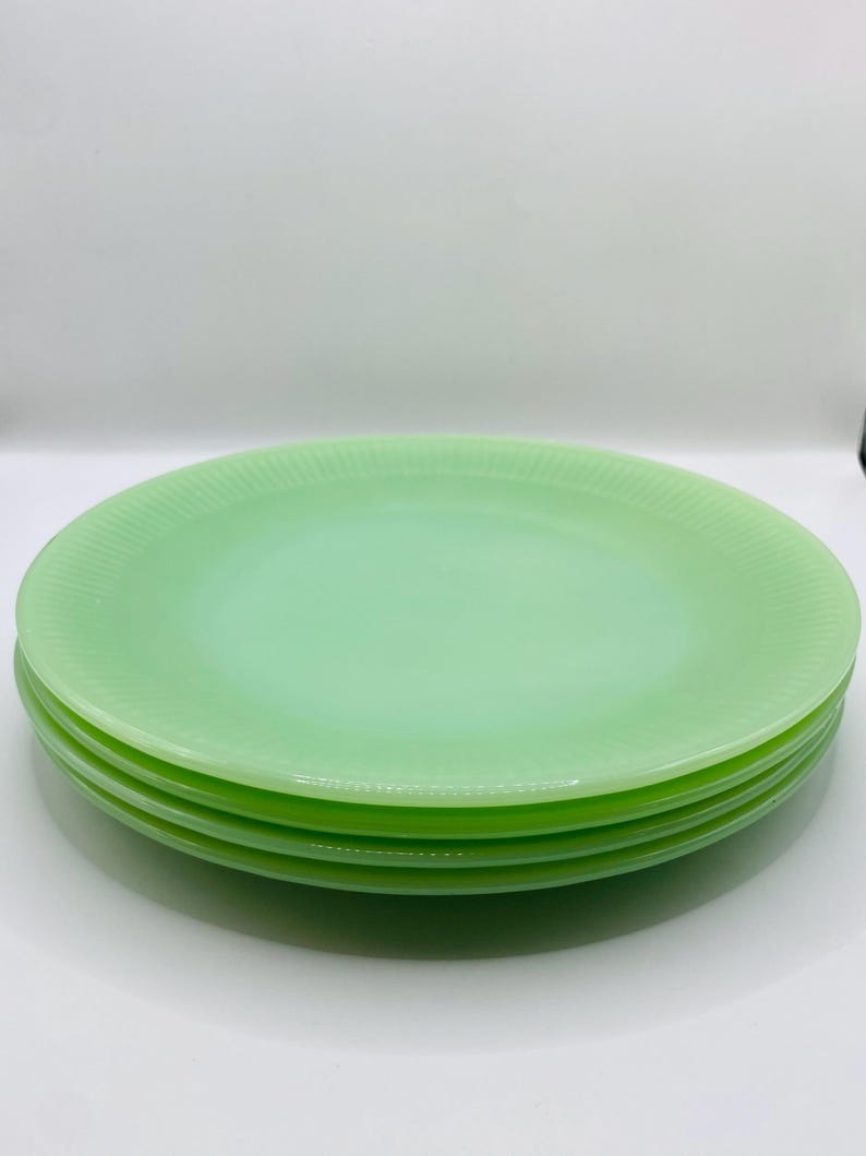 1940s Fire-king Jadeite Salad Plates - Set of 4 - Jane Ray Anchor ...