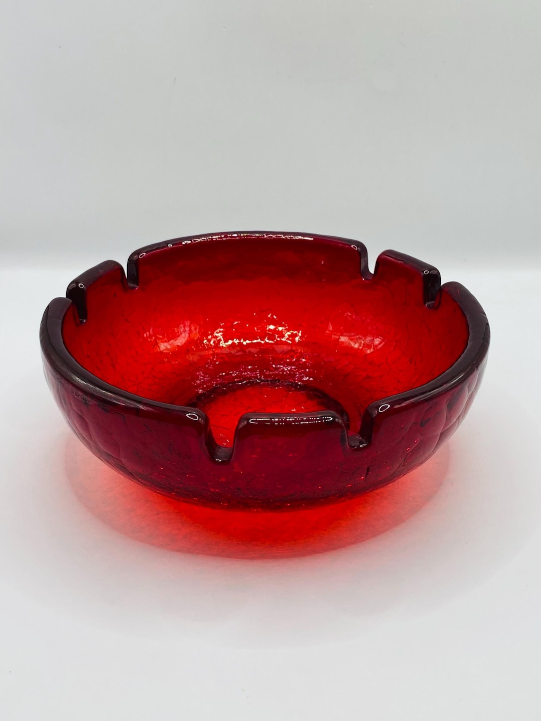 Vintage Viking Ruby Red Glass Ashtray: Mid-century Modern Collectible ...