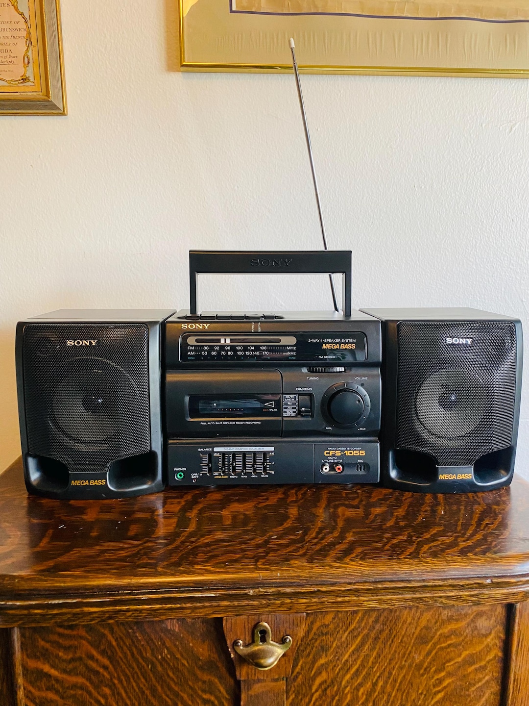 Sony CFS-1055 AM/FM Cassette Player Boombox 5-band Equalizer Mega Bass ...