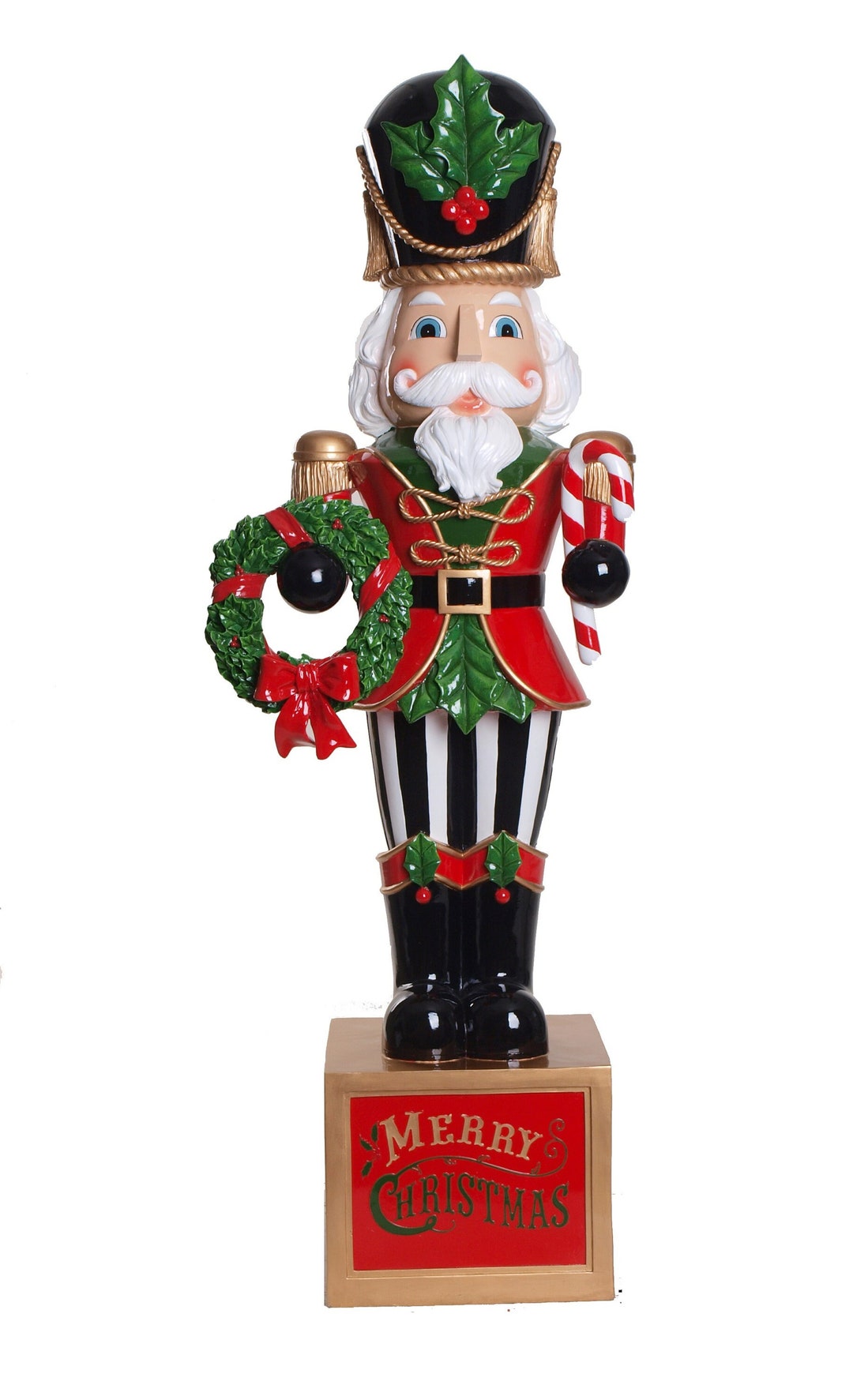 48" Table Top Shelf Top Entryway Resin Nutcracker W/ Wreath on Base - Etsy