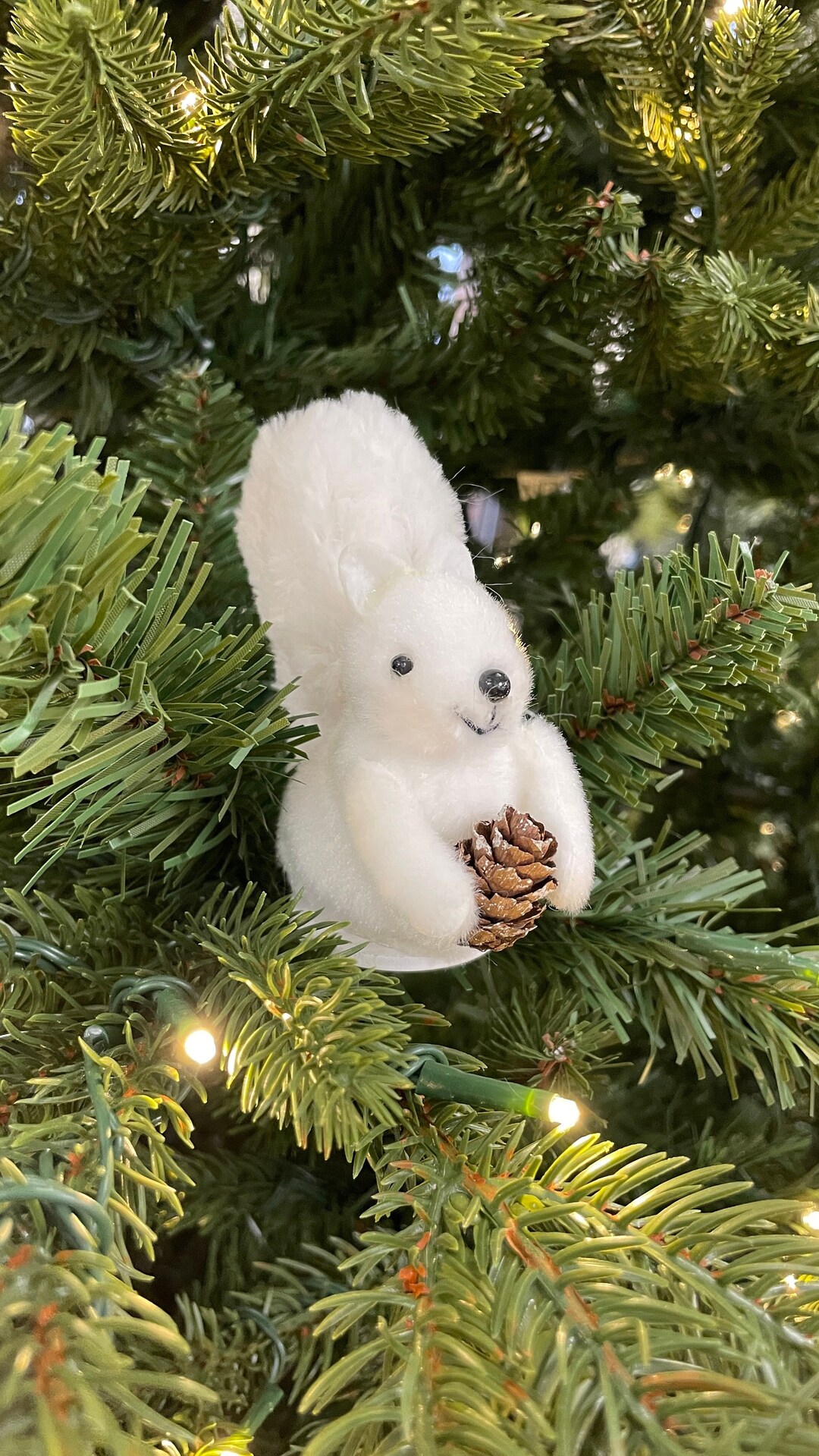 Winter White Hanging Squirrel W/ Pinecone Ornament Stocking Stuffer ...